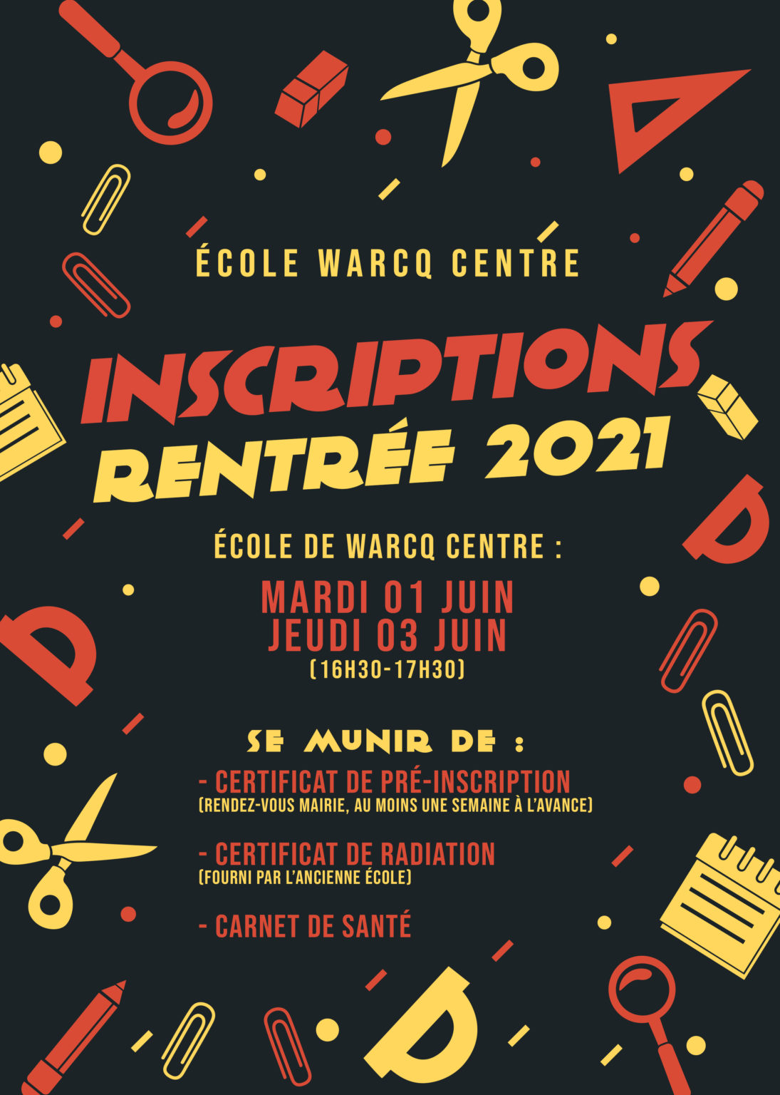Inscriptions 2021 au primaire - Commune de Warcq